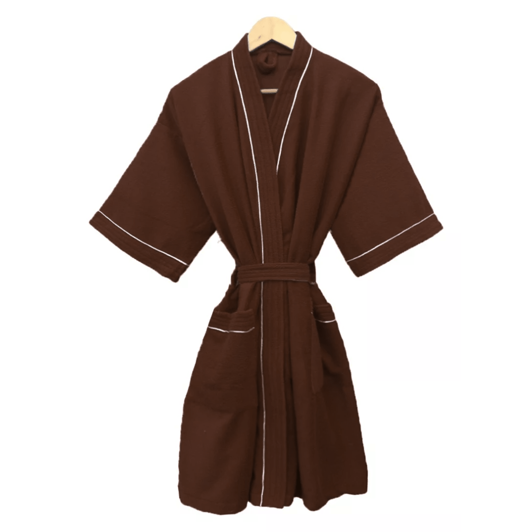 Bata de Baño Chocolate Detalle en Blanco – TEXBEN DE MEXICO